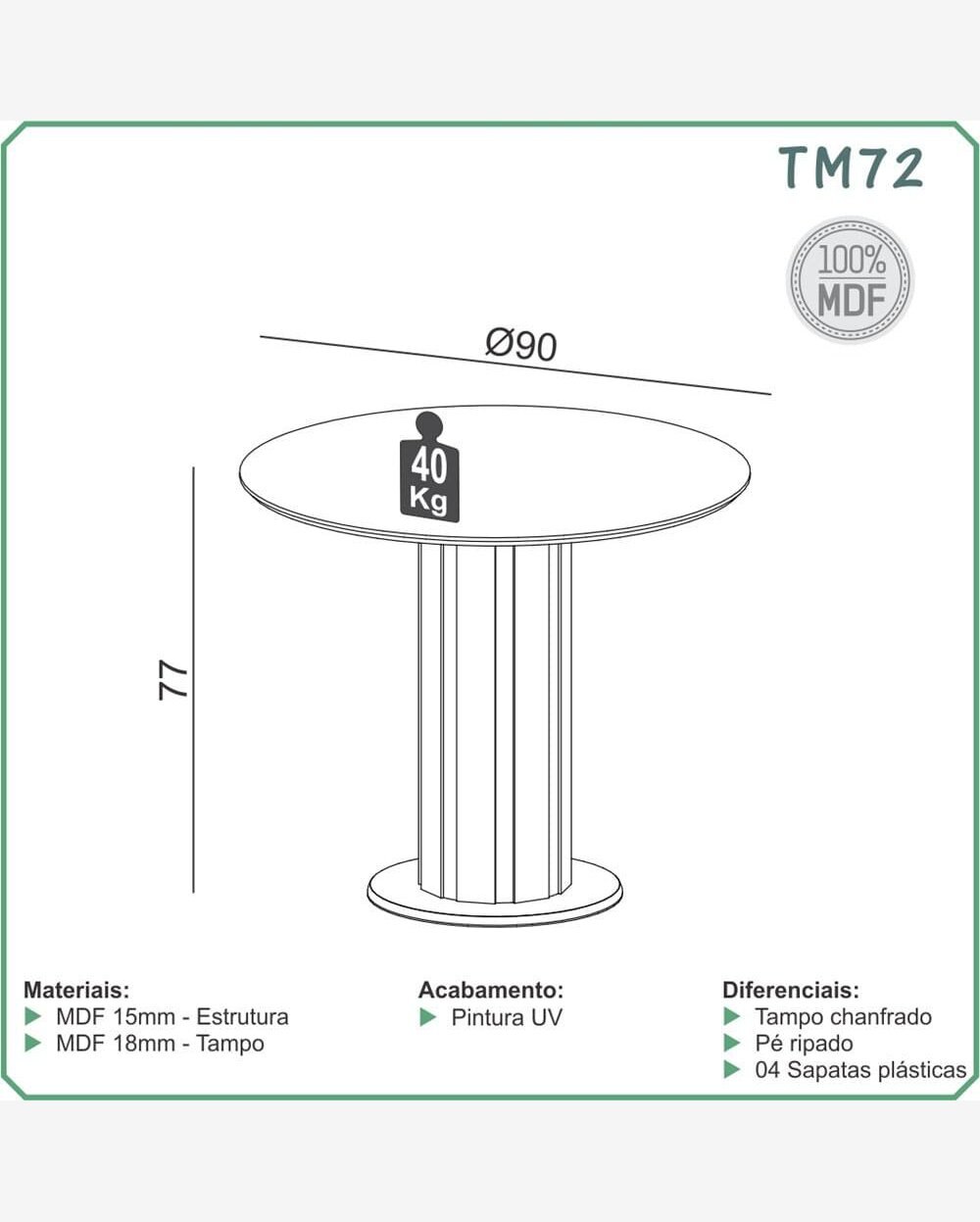 Riachuelo | Mesa Jantar Nature TM72 Tampo Off White Base Barril Ripado Freijo 90 cm - 69487