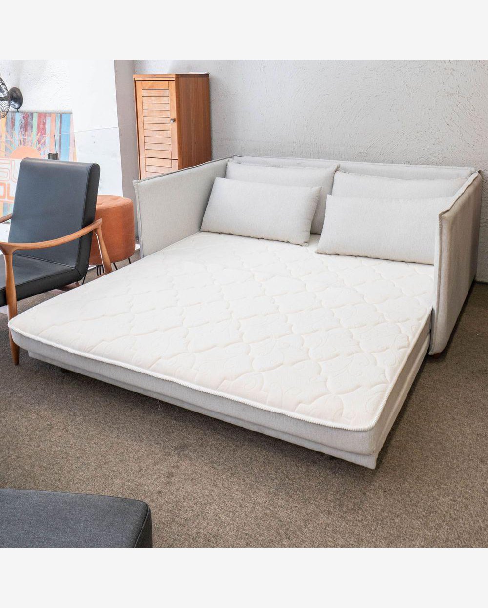 Riachuelo | Sofá Cama Bed 2 Lugares Assento Tecido Fendi Base Madeira ...