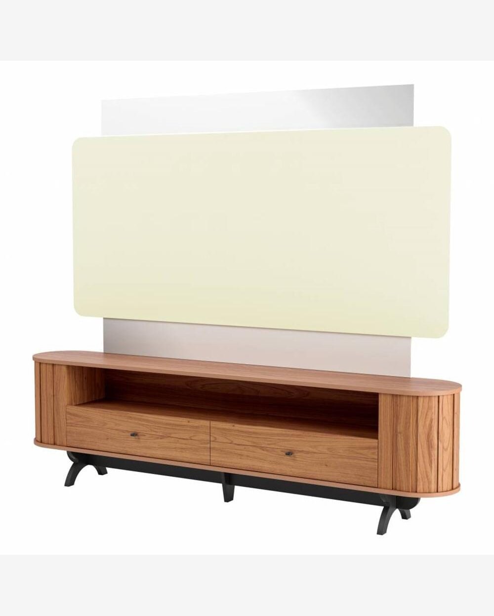 Riachuelo | Rack com Painel Espelhado Curve TB303E cor Off White com ...