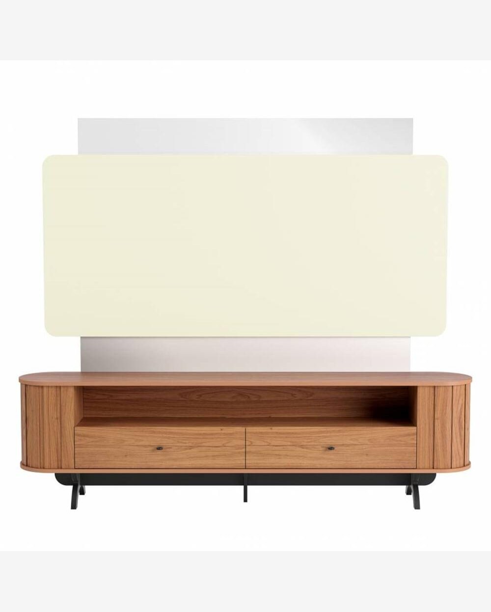 Riachuelo | Rack com Painel Espelhado Curve TB303E cor Off White com ...