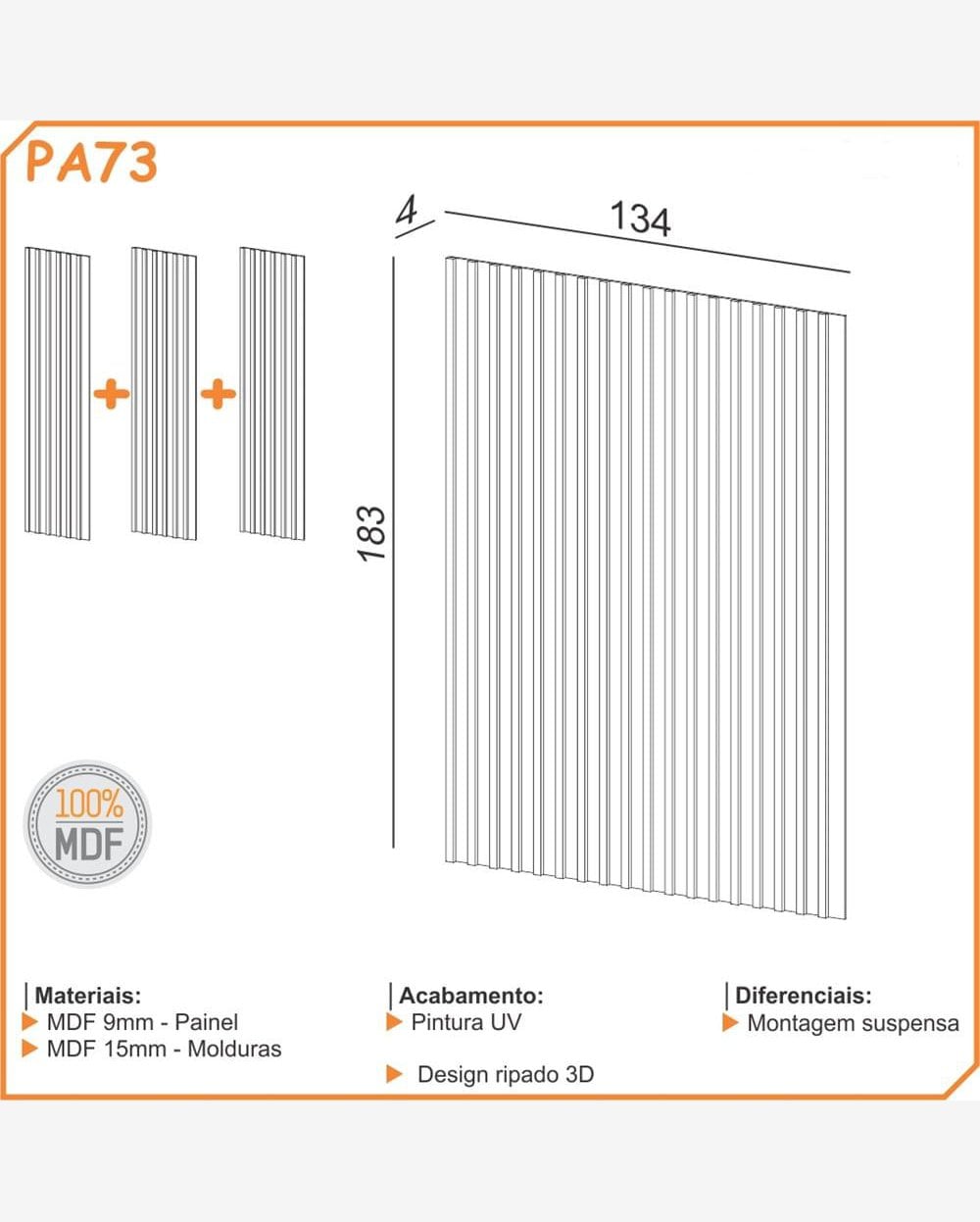 Riachuelo | Painel Ripado Componível PA73 cor Freijó 134 cm x 183 cm ...