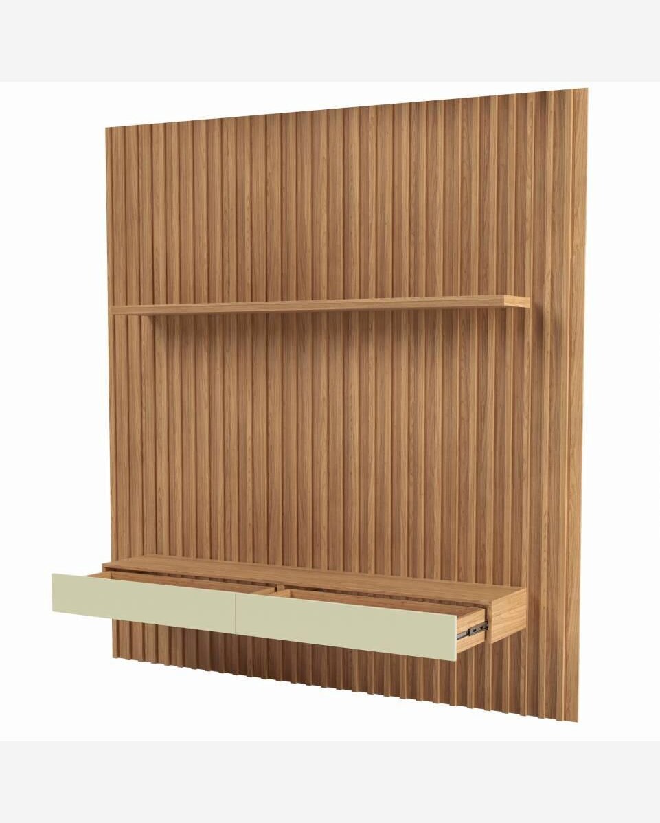 Riachuelo | Painel Suspenso Roof TB187 Ripado cor Freijo e Off White ...