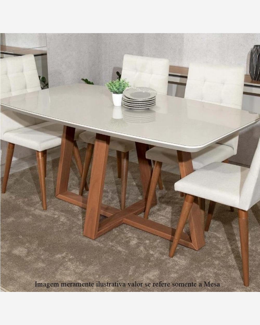 Riachuelo | Mesa Bennett Tampo Vidro Cor Off White Gloss Base Natural ...