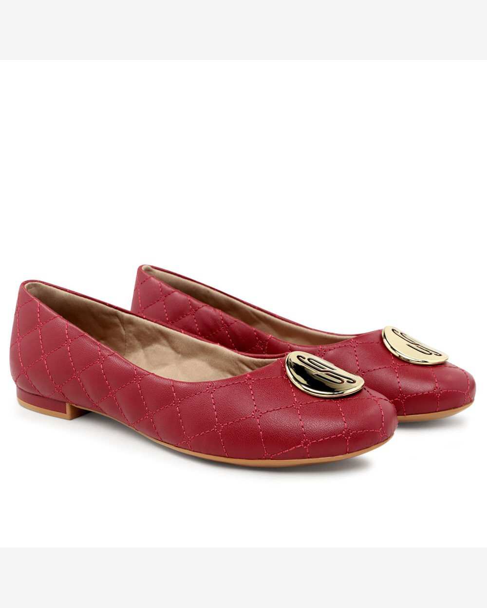 Riachuelo | Sapatilha Rebu Couro Bico Redondo Matelassê