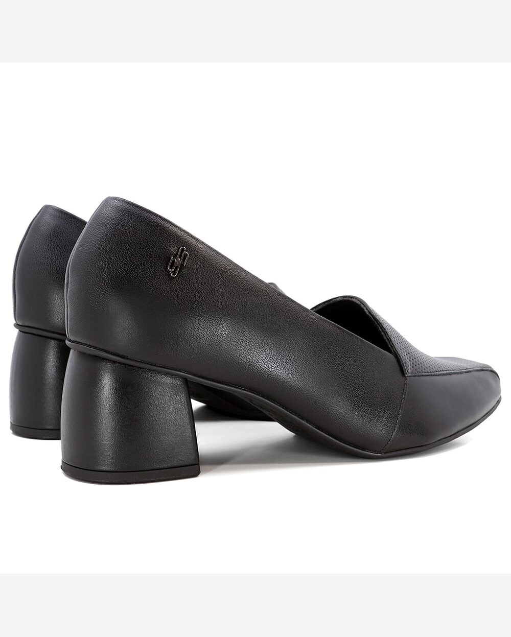 Riachuelo | Scarpin Preto Salto Bloco Couro Detalhe Mini Tressê