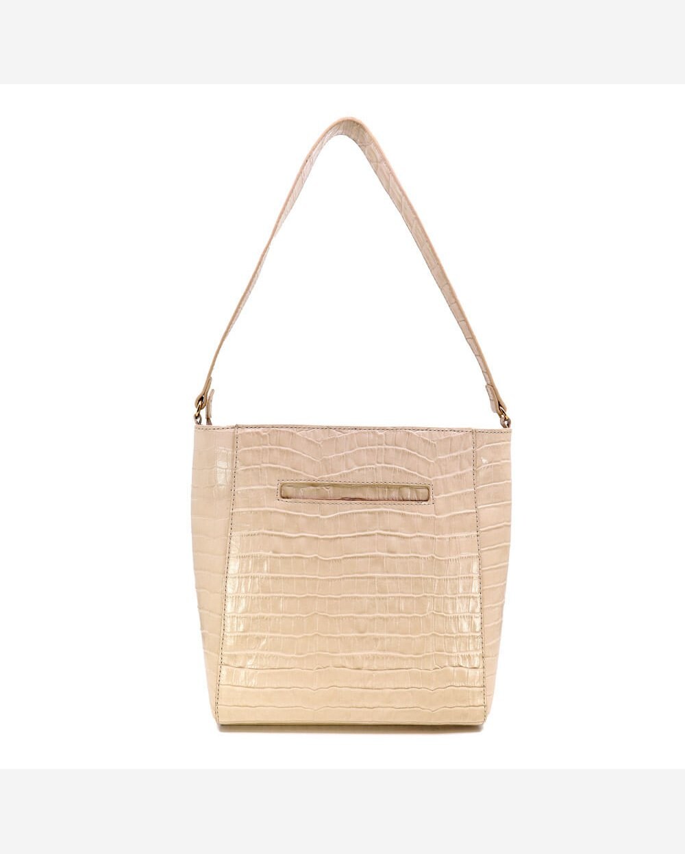 Riachuelo | Bolsa Hobo Couro Bege Texturizado