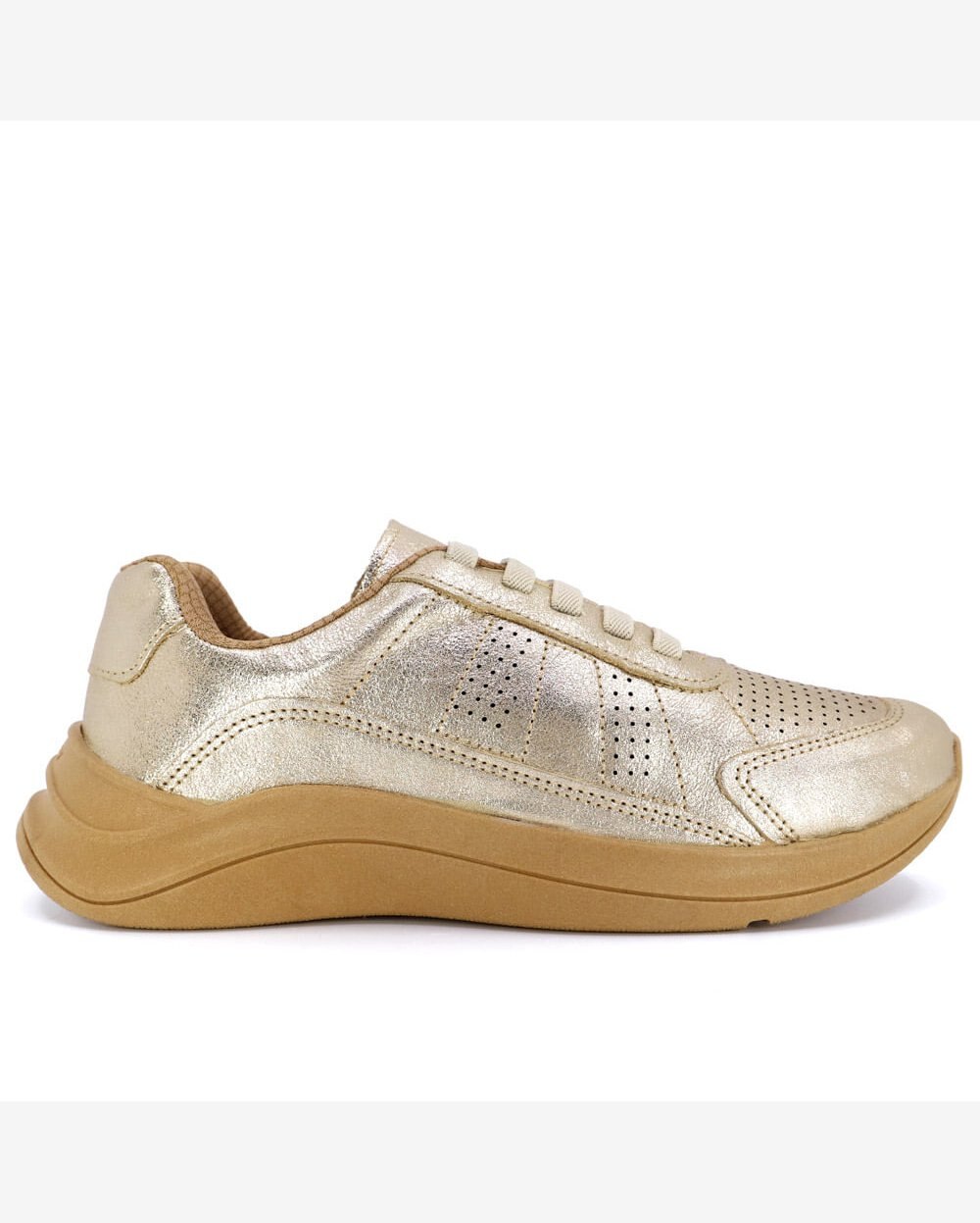 Riachuelo | Tênis Casual Metalizado Dourado Couro