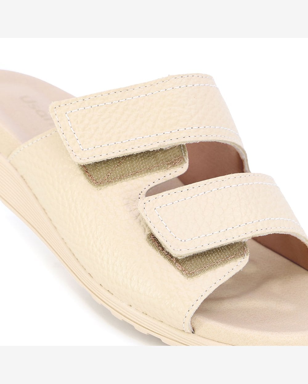 Riachuelo | Tamanco Salto Plataforma Couro Bege Fecho-Flex