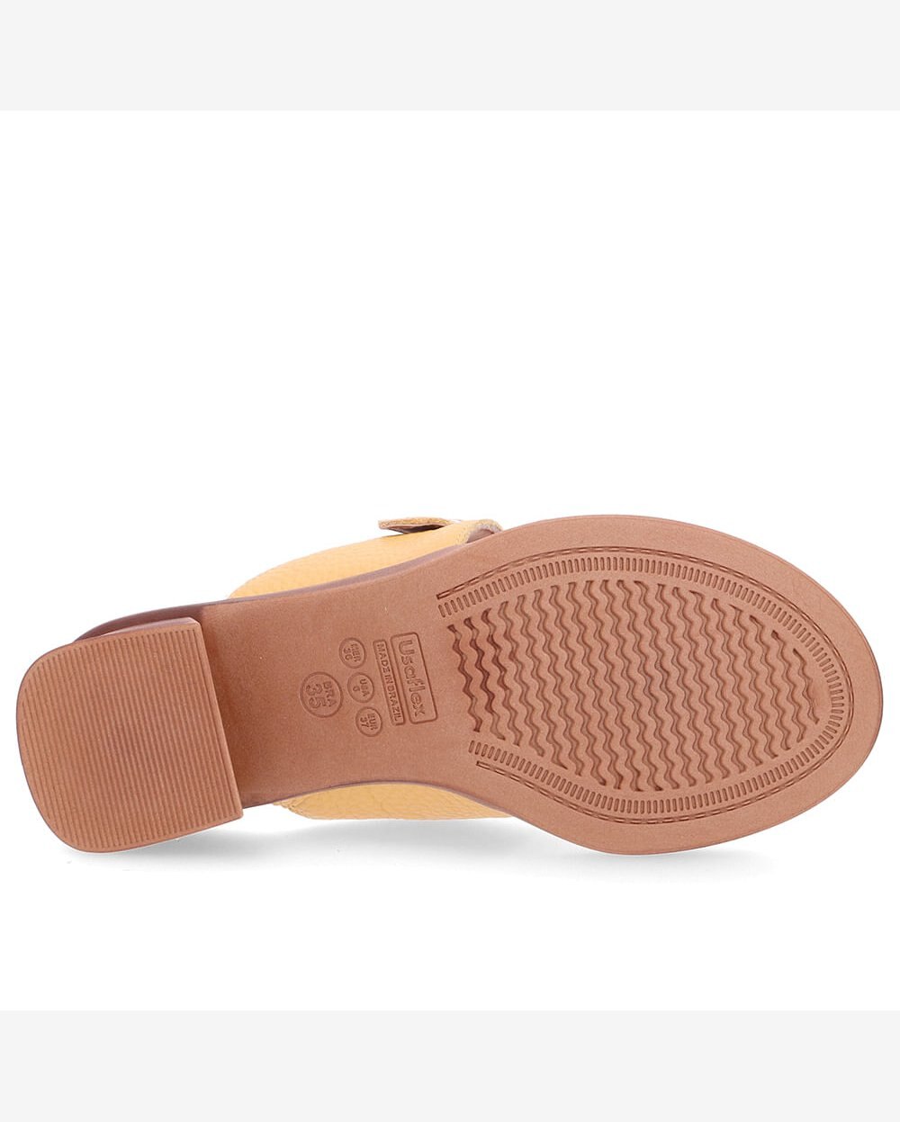 Riachuelo | Tamanco Salto Bloco Couro Amarelo Fivela