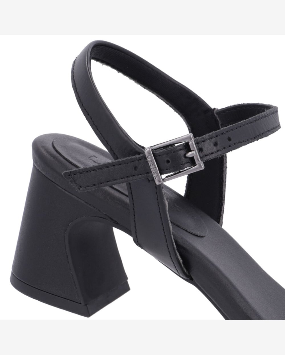 Riachuelo | Sandália Salto Geométrico Couro Preto