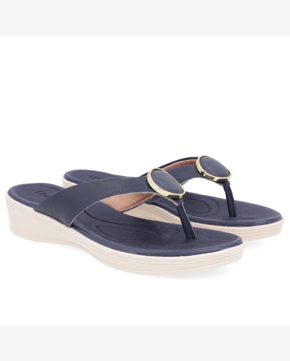 Riachuelo | Chinelo Salto Plataforma Couro Azul