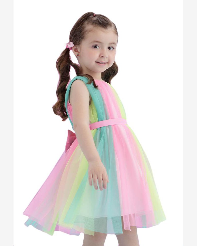 Riachuelo | Vestido Moderno Tule Colors Laço Mon Sucre