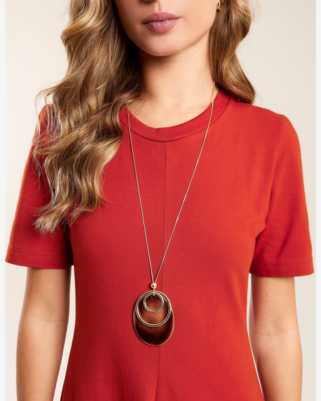 Riachuelo | Colar Resina Oval Com Argolas - Dourado