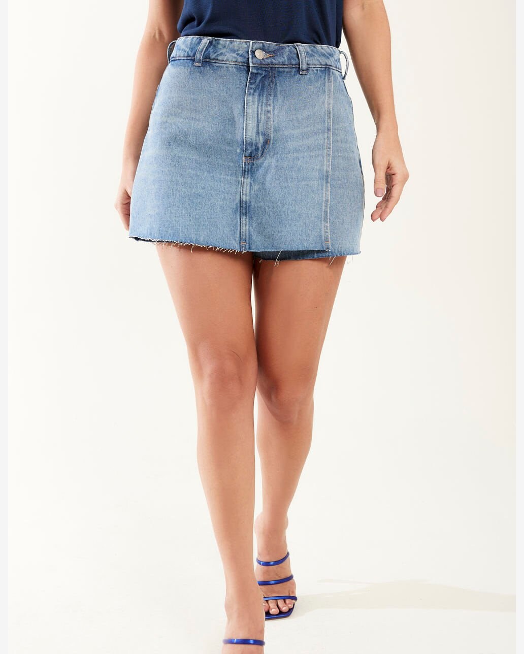 Riachuelo | Short Saia Jeans Recorte - Denim Claro