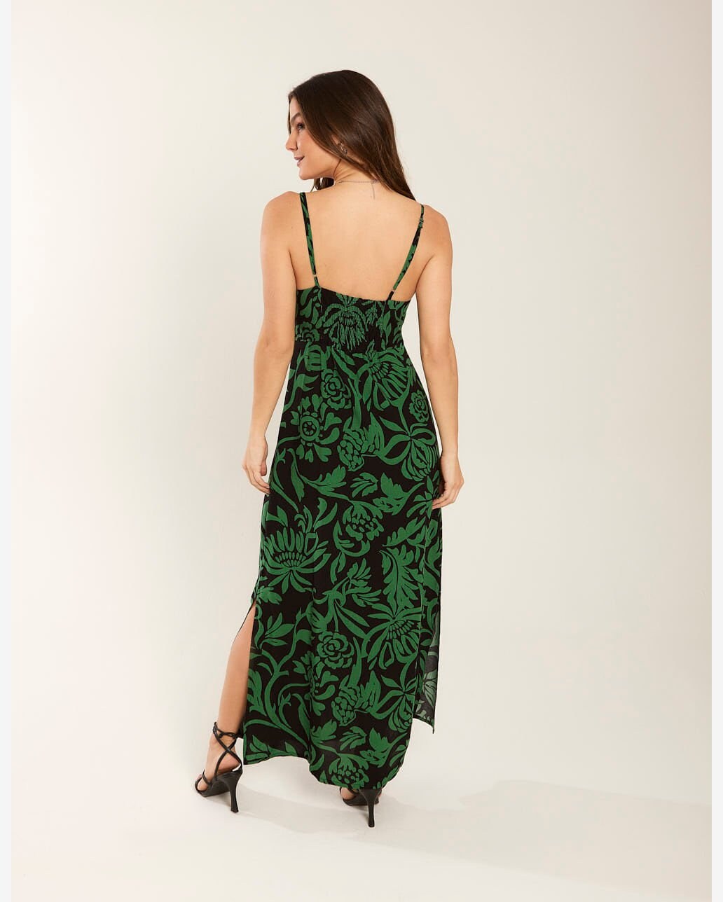 Riachuelo | Vestido Longo Estampado Floral Noturno - Preto