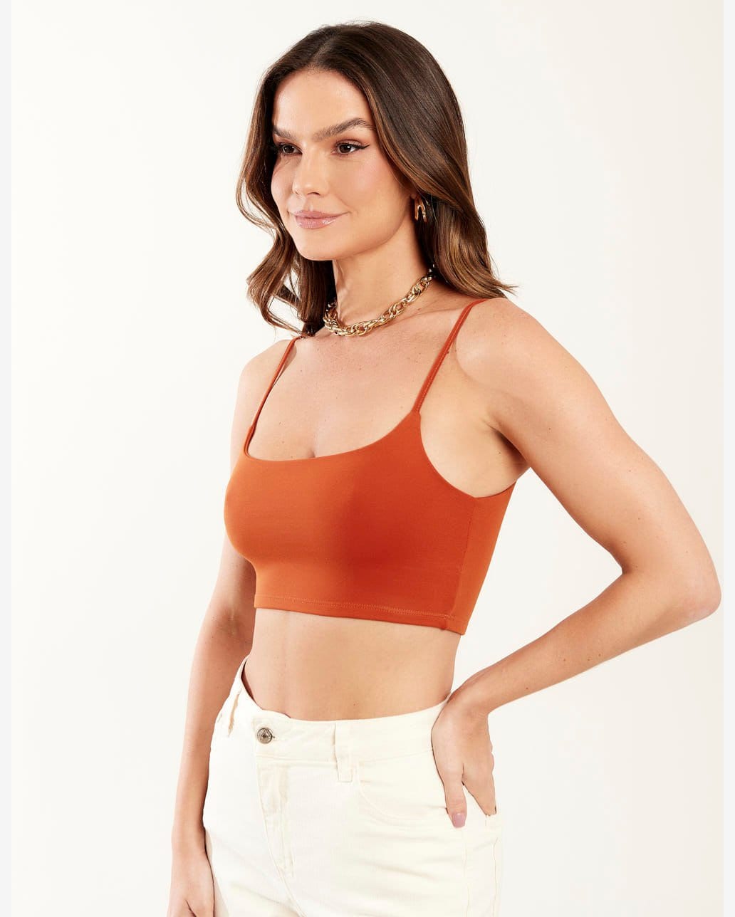 Riachuelo | Top Faixa Basic Color - Telha