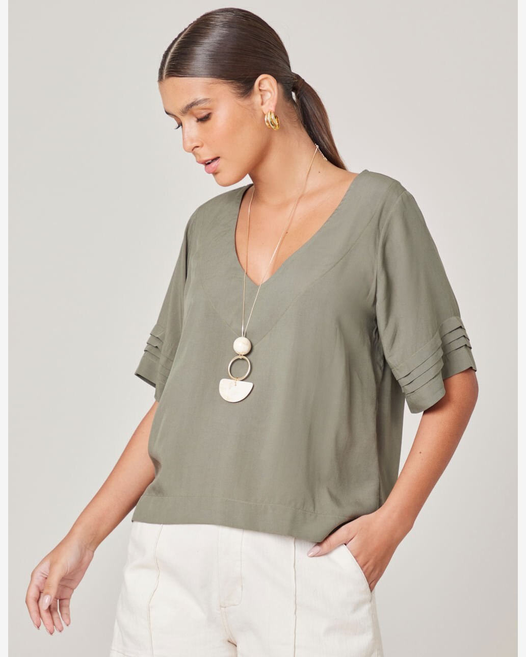 Riachuelo | Blusa Punho Elástico - Verde Oliva