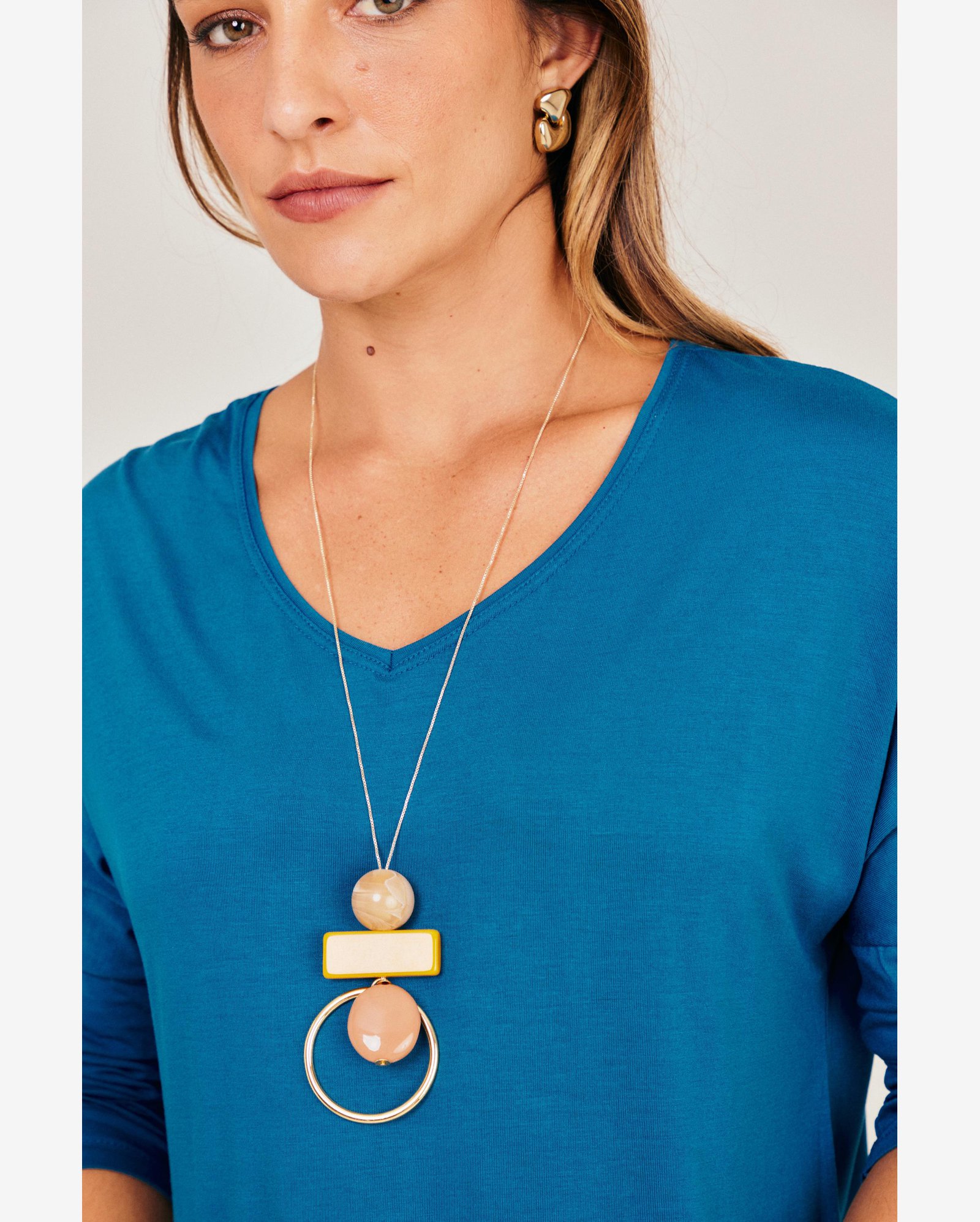 Riachuelo | Colar Longo Argola Mix Formato - Dourado