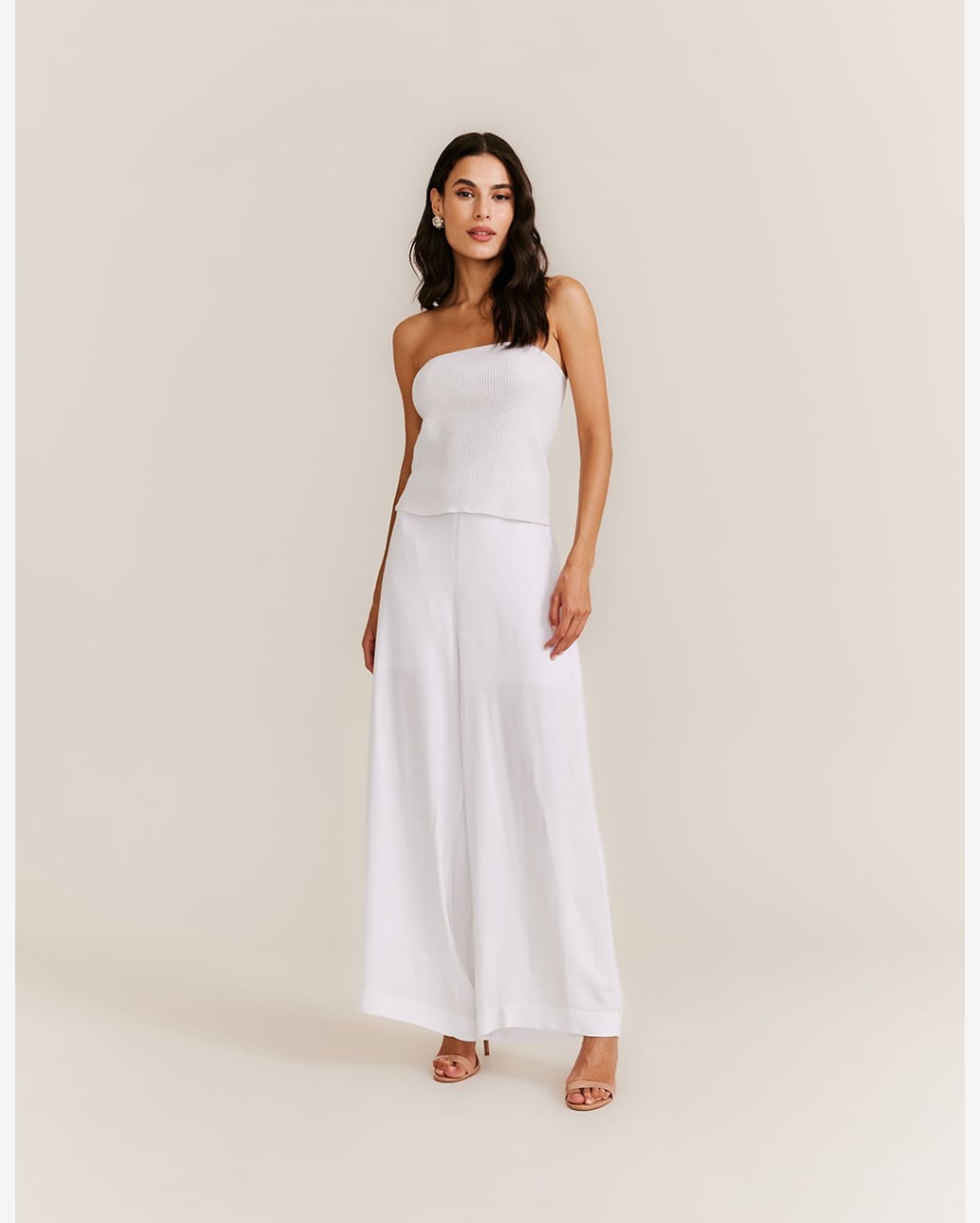 Riachuelo | Blusa Tomara Que Caia Tricot Lurex - Branco C/ Prata