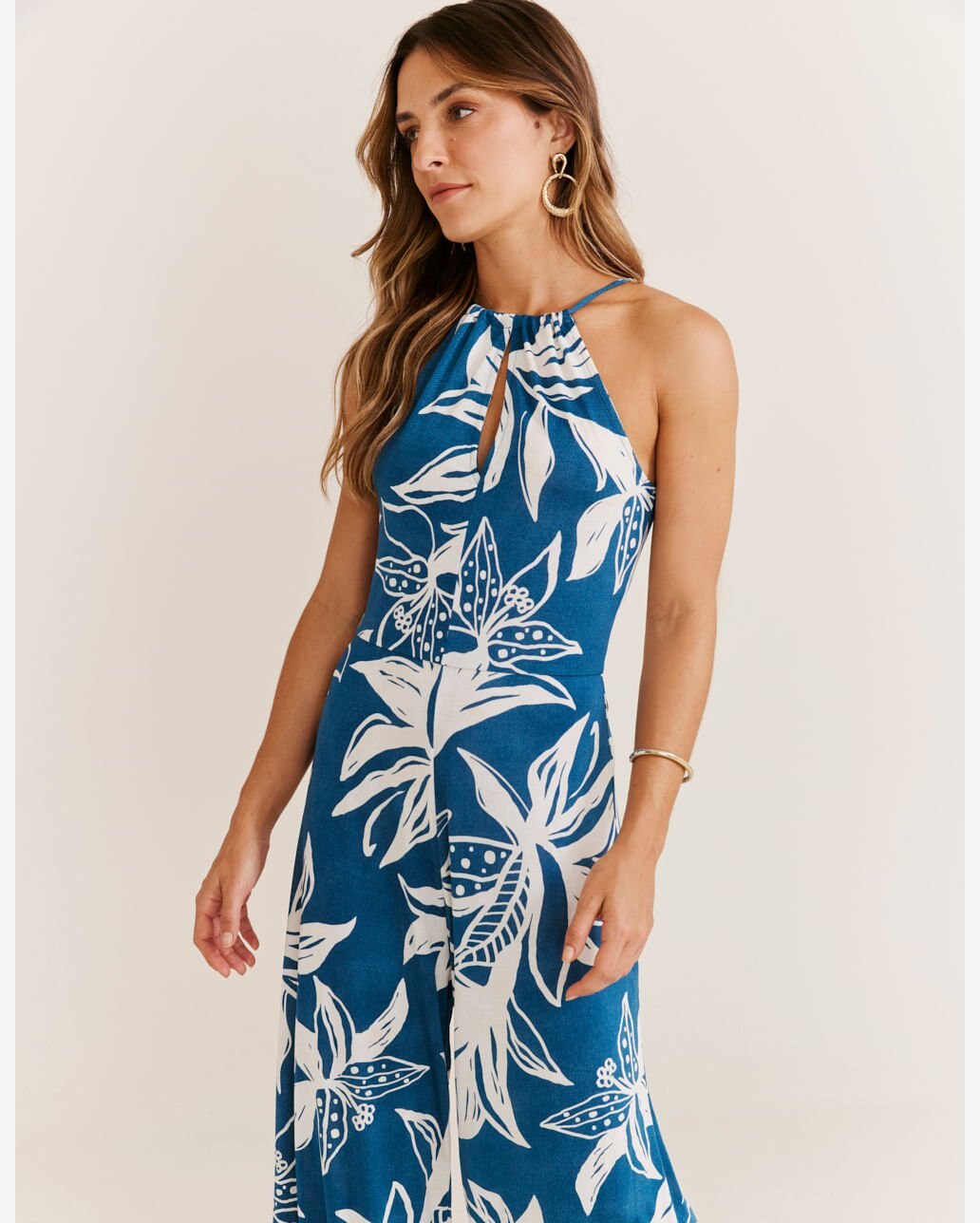 Riachuelo | Macacão Longo Estampado Márcia - Blue Ocean