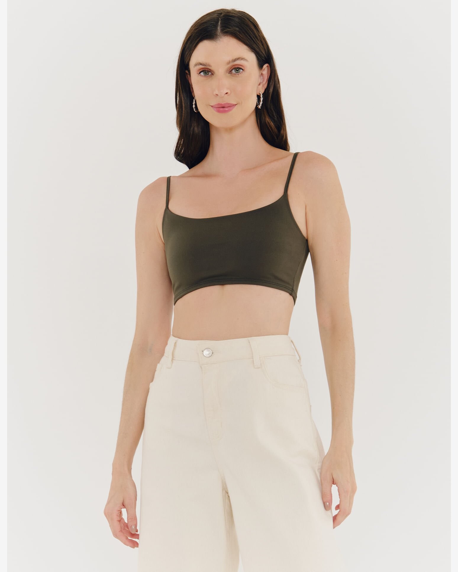 Riachuelo | Top Faixa Basic Color - Verde Militar