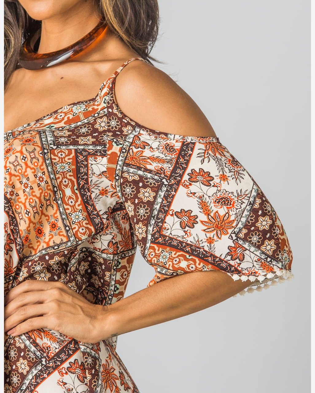 Riachuelo | Vestido Azinho Ombro Vazado Estampa Floral Color - Laranja ...