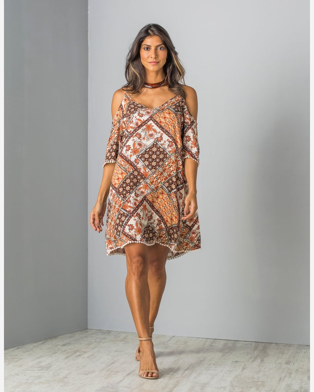 Riachuelo | Vestido Azinho Ombro Vazado Estampa Floral Color - Laranja ...