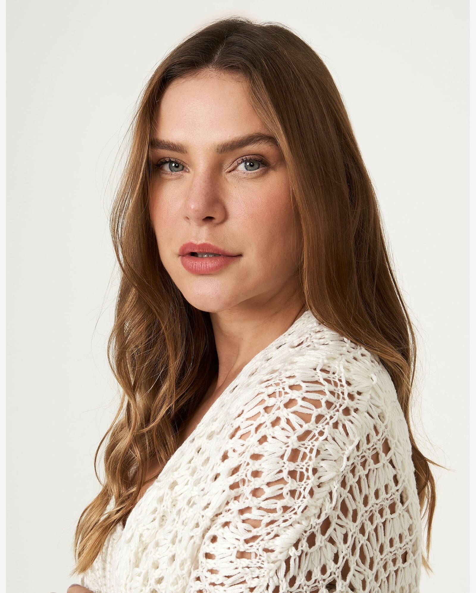 Riachuelo | Kimono Tricot Ponto Rendado - Off White