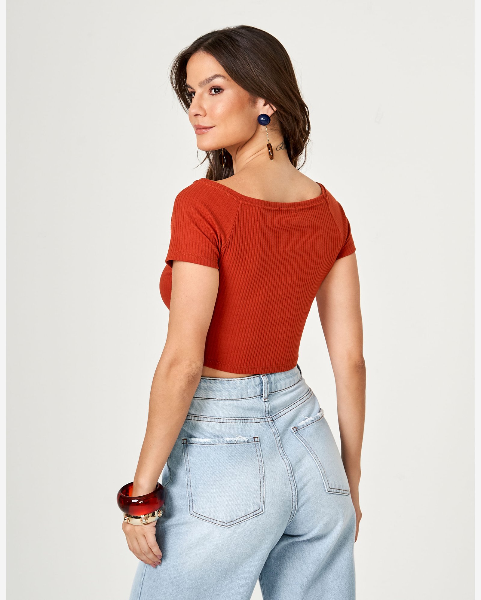 Riachuelo | Top Cropped Canelado - Azul