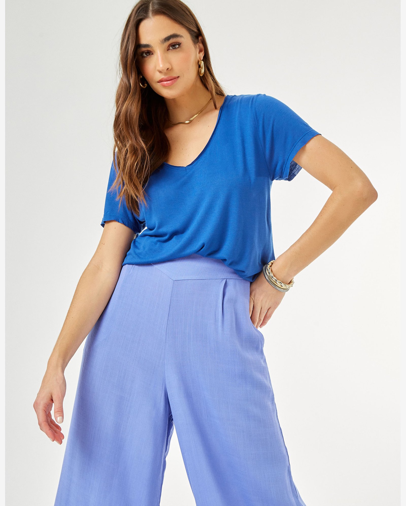 Riachuelo | Blusa Decote v Color - Azul Royal