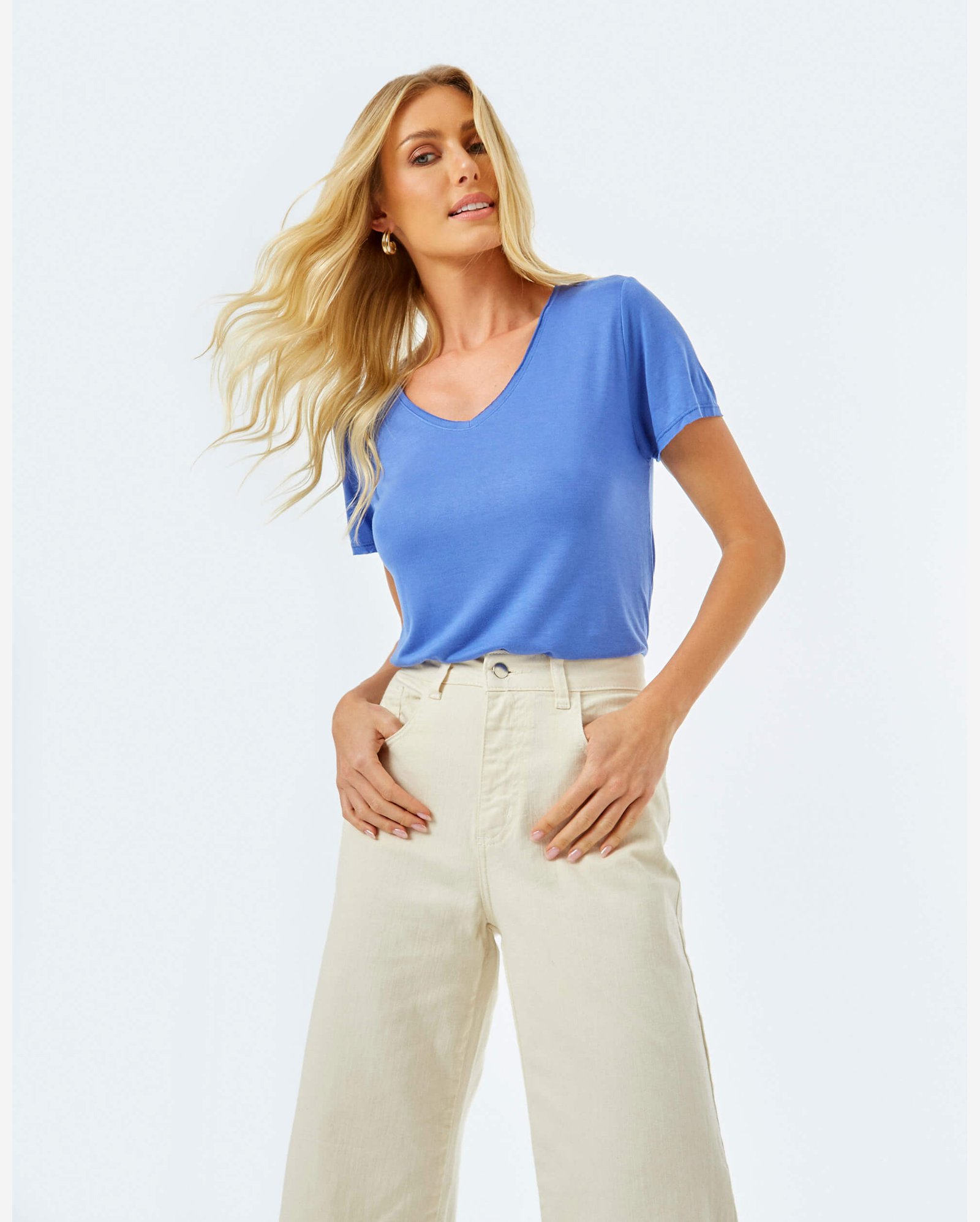 Riachuelo | Blusa Decote v Color - Blue Lilac