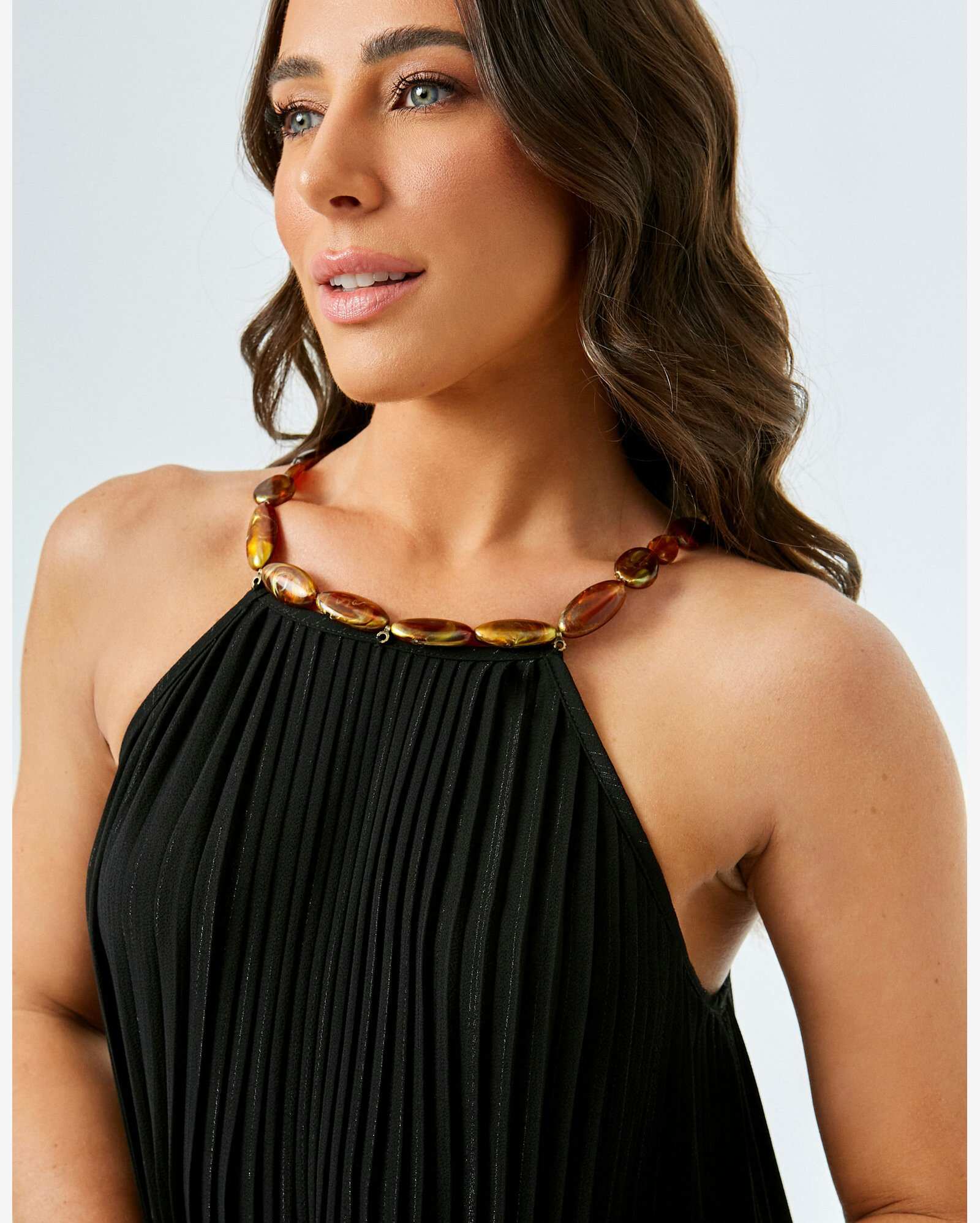 Riachuelo | Vestido Halter Resinas - Preto