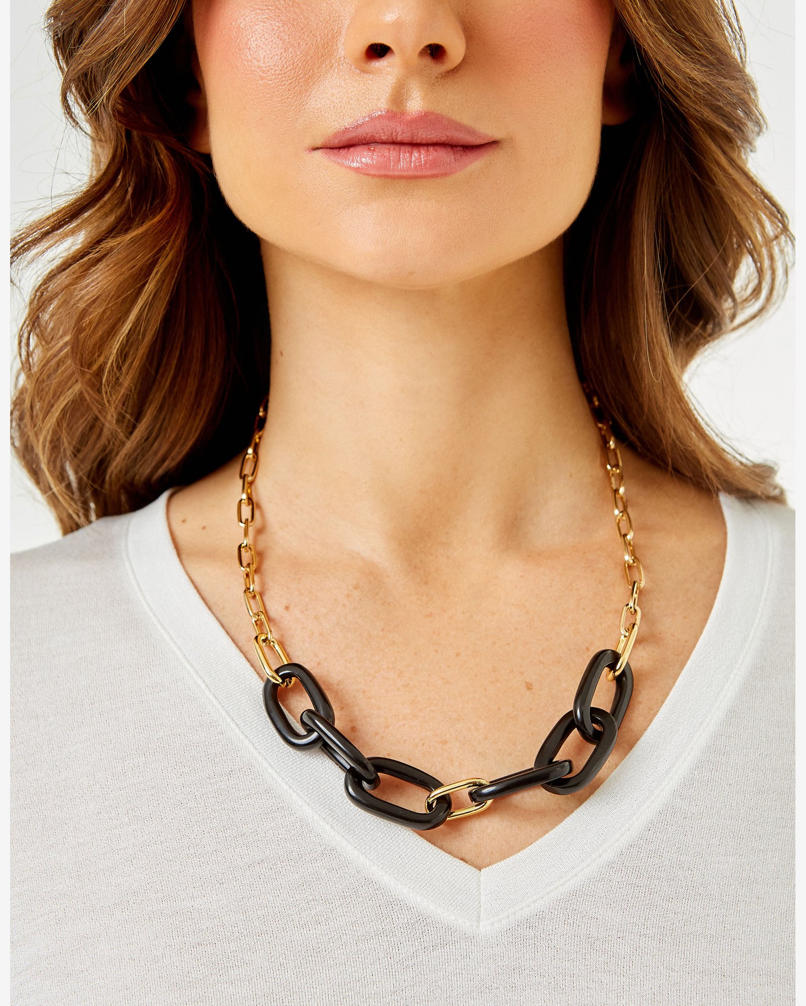 Riachuelo | Colar Elo Resina Com Metal - Dourado